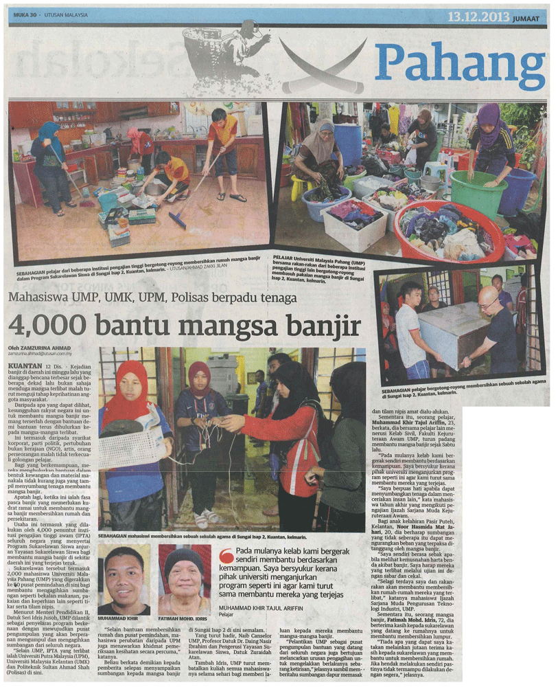 4,000 Bantu Mangsa BanjirUMPSA News